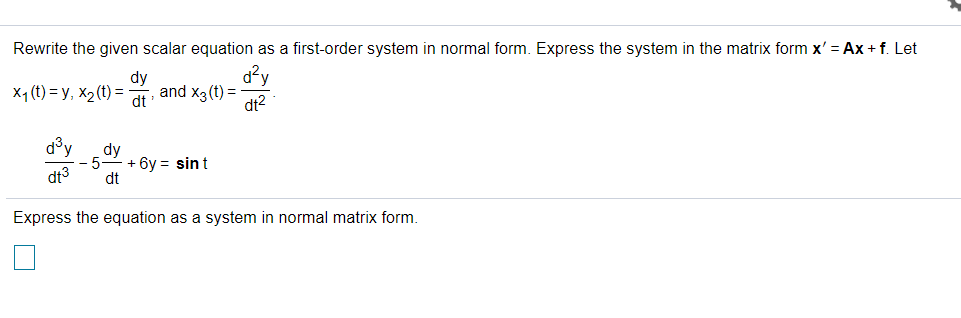 Solved Rewrite the given scalar equation as a first-order | Chegg.com