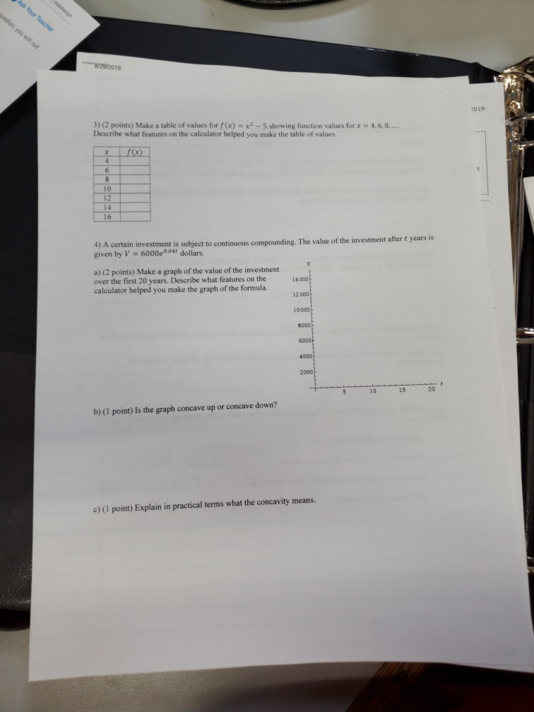 Solved Teacher Functions & Modeling Quiz 3 Name Date 1) It | Chegg.com