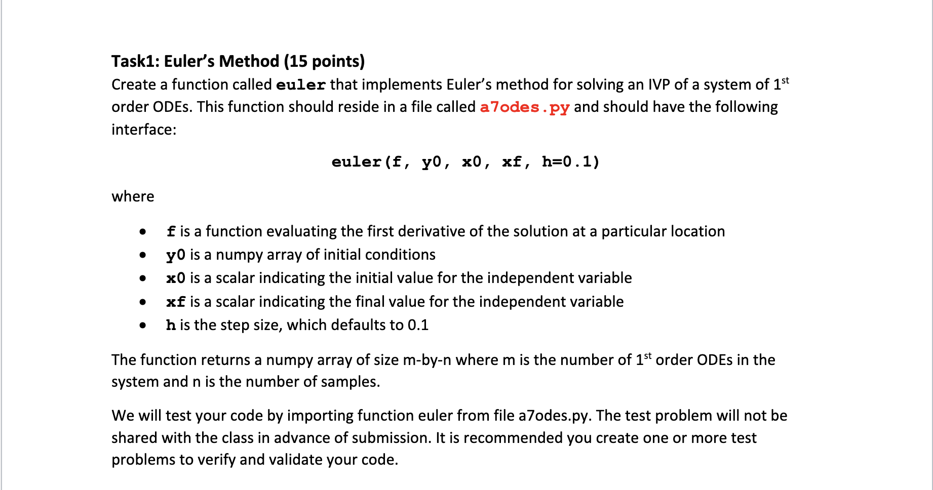 Solved Task1 Euler S Method 15 Points Create A Function