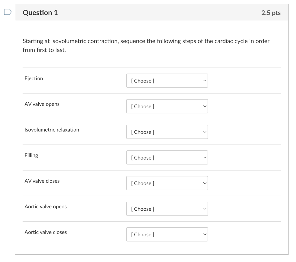 Solved Starting at isovolumetric contraction, sequence the | Chegg.com