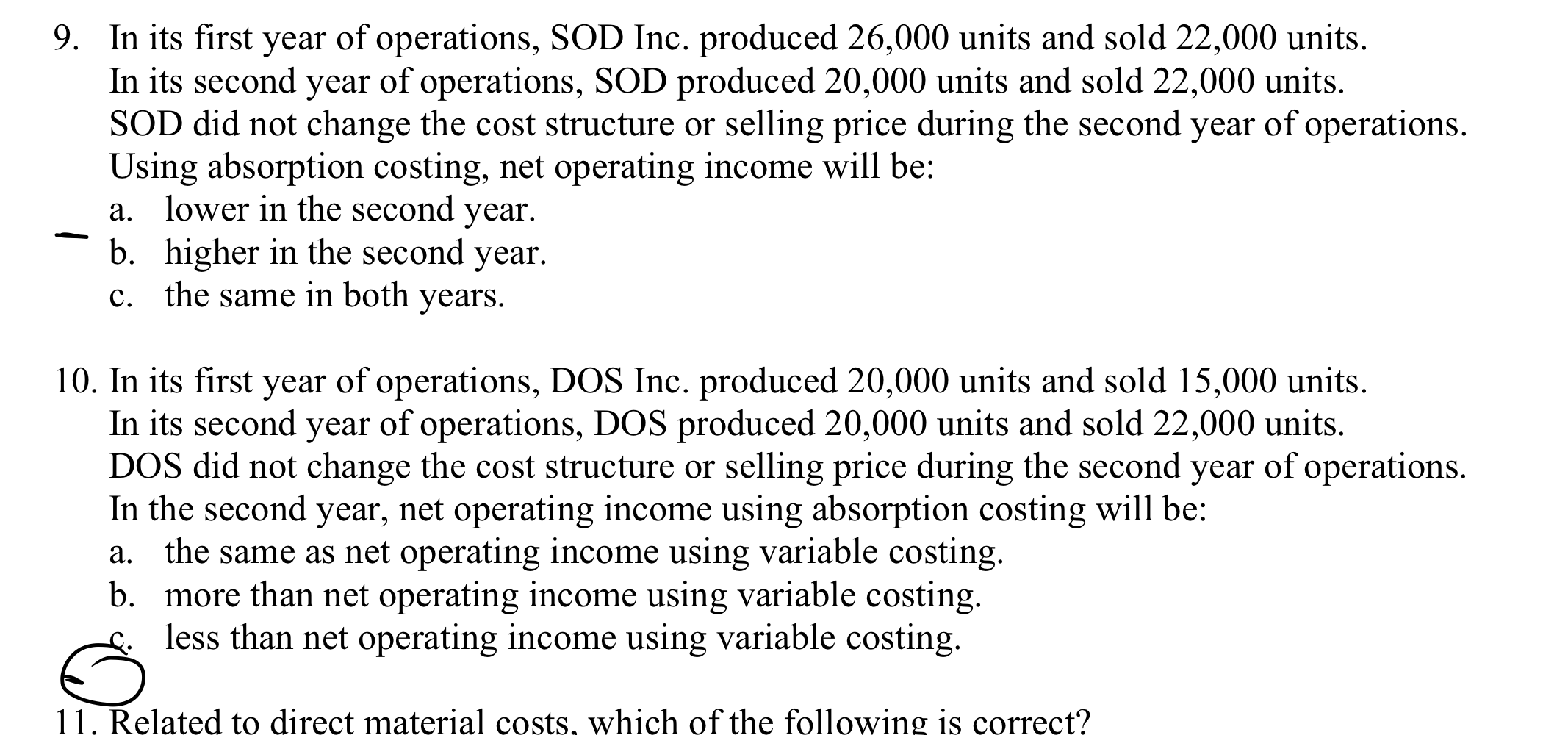 Solved 12. Using absorption costing, the ending inventory | Chegg.com