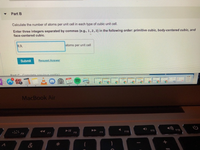Solved Part B Calculate the number of atoms per unit cell | Chegg.com