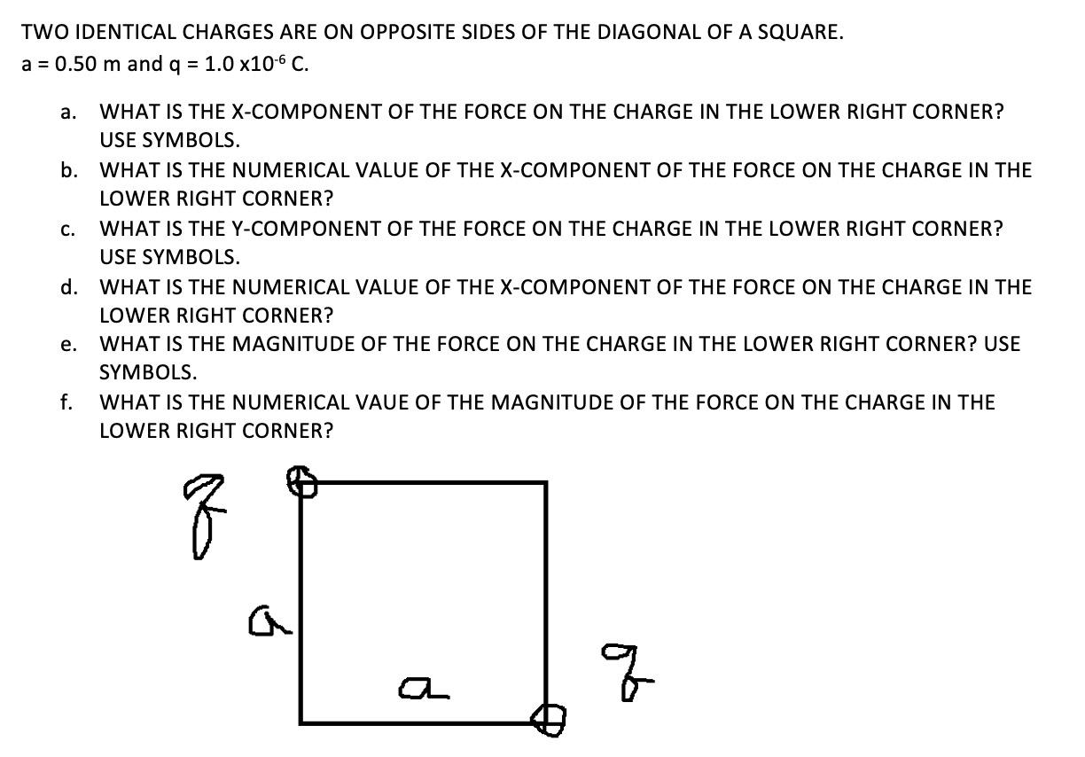 Solved TWO IDENTICAL CHARGES ARE ON OPPOSITE SIDES OF THE | Chegg.com