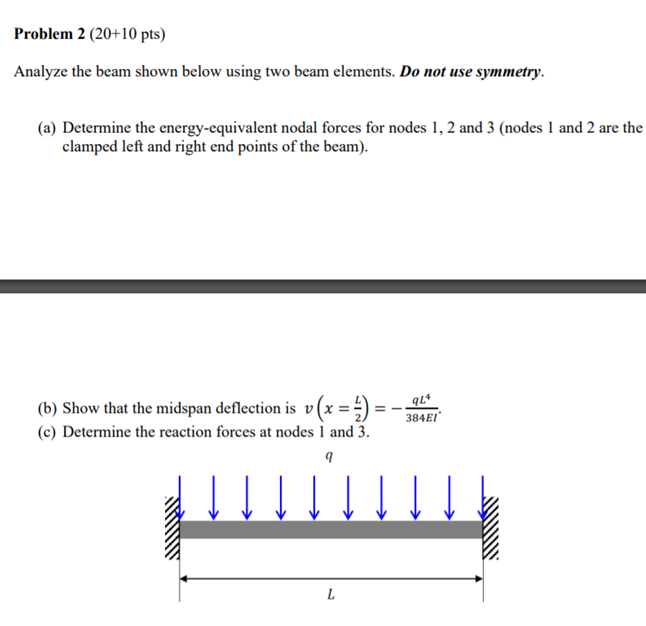 FINITE ELEMENT ANALYSIS Problem 2 (20+10 pts) Analyze | Chegg.com