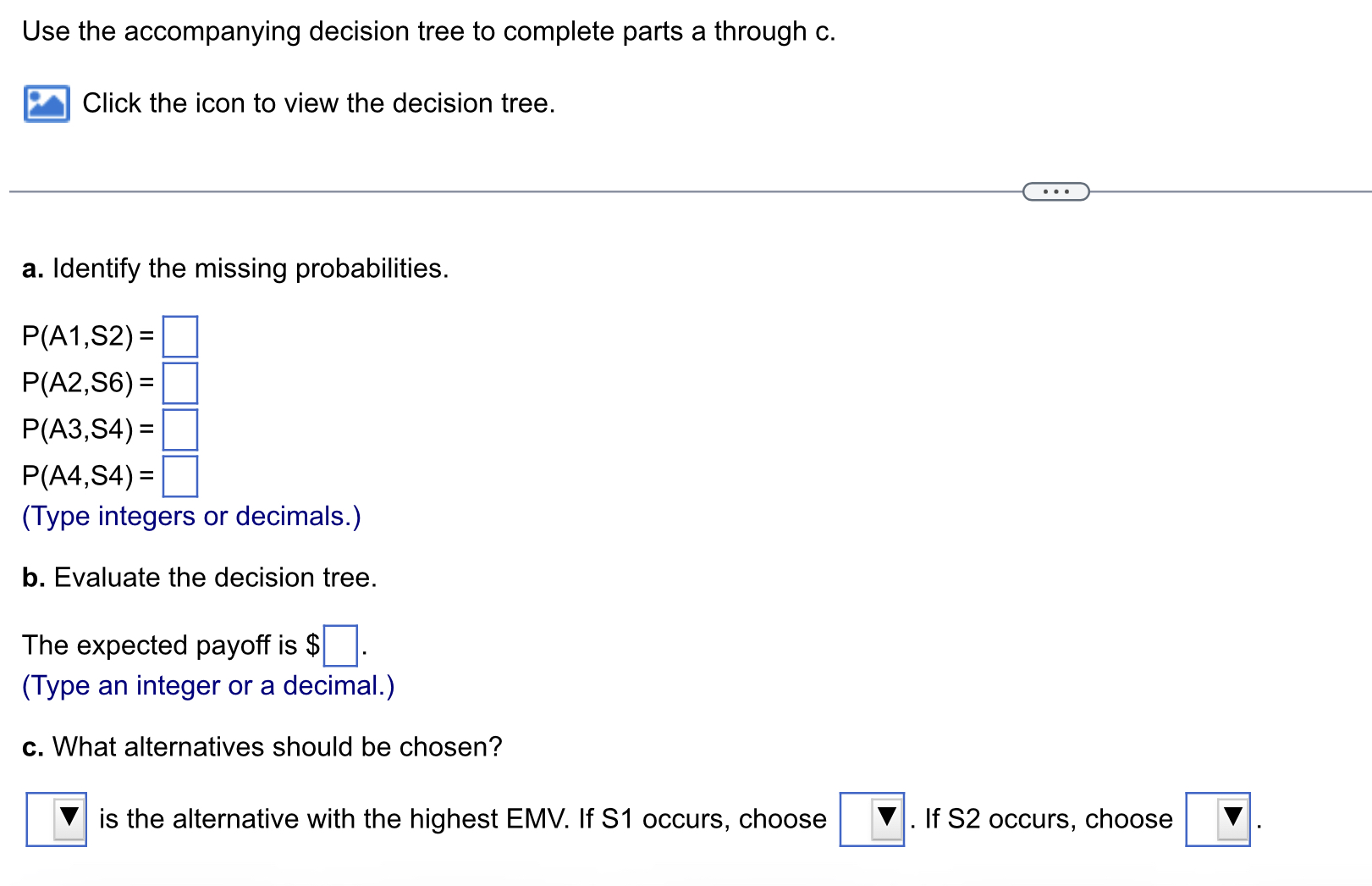 Use the accompanying decision tree to complete parts | Chegg.com
