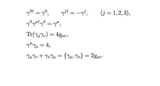 Solved γ0†=γ0,γj†=−γj,(j=1,2,3),γ0γμ†γ0=γμ,Tr(γμγν)=4gμν,γμγ | Chegg.com
