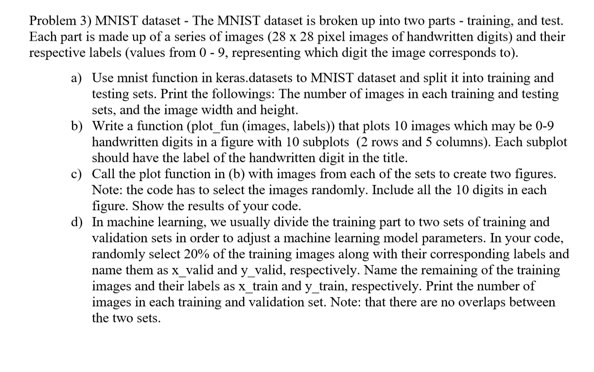 Problem 3 Mnist Dataset The Mnist Dataset Is