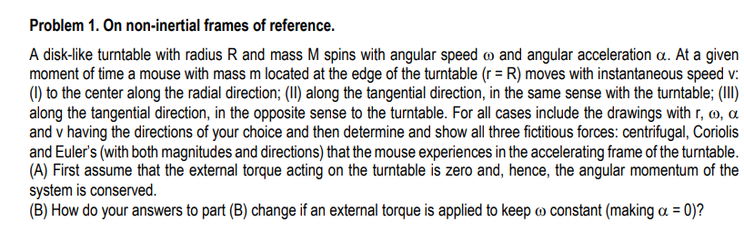 Solved Problem 1. On non-inertial frames of reference. A | Chegg.com