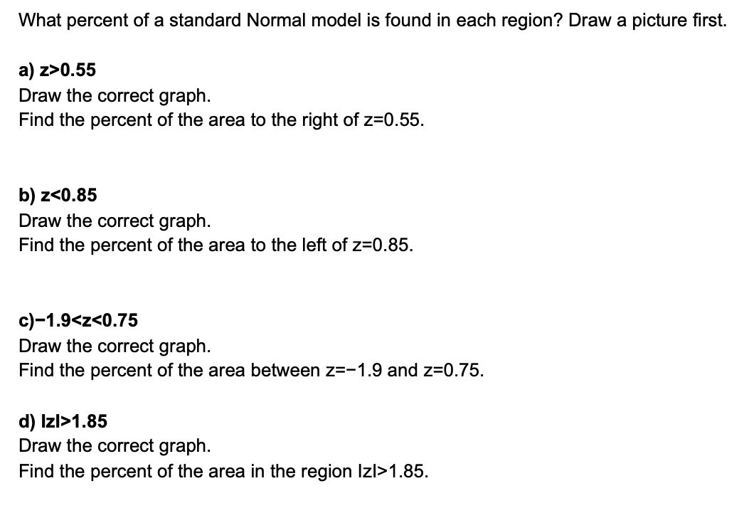 Solved What percent of a standard Normal model is found in | Chegg.com