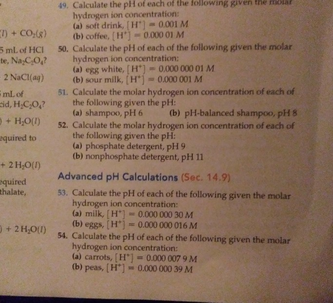 Solved 49. Calculate the plH of each of the following given | Chegg.com