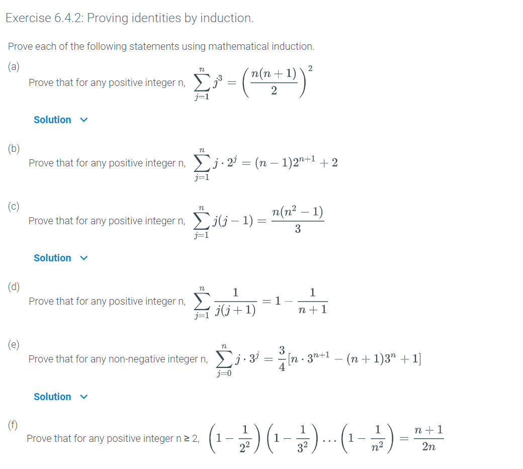 Solved Exercise 6.4.2: Proving identities by induction. | Chegg.com