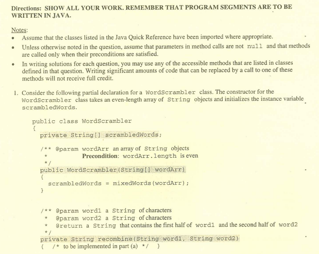 Solved Directions: SHOW ALL YOUR WORK. REMEMBER THAT PROGRAM | Chegg.com