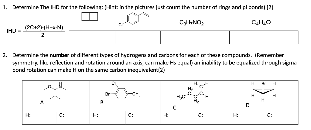 Solved 1. Determine The IHD for the following: (Hint: in the | Chegg.com