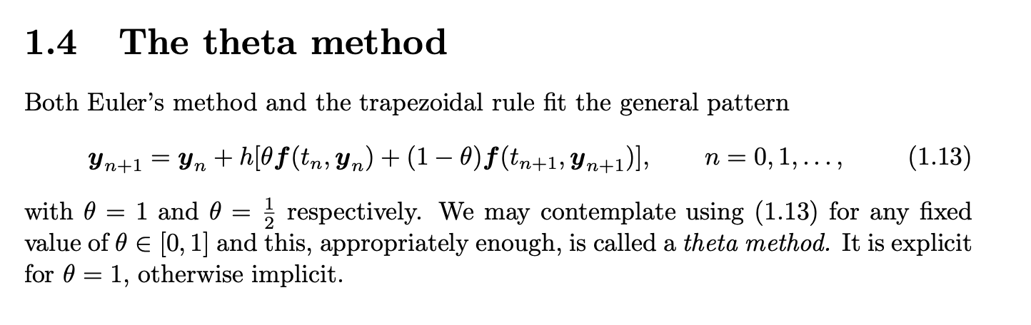 Solved 3.7 Write the theta method, (1.13), as a Runge-Kutta | Chegg.com