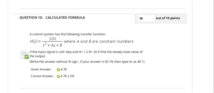 Solved QUESTION 1: CALCULATED FORMULA 10 out of 10 points | Chegg.com