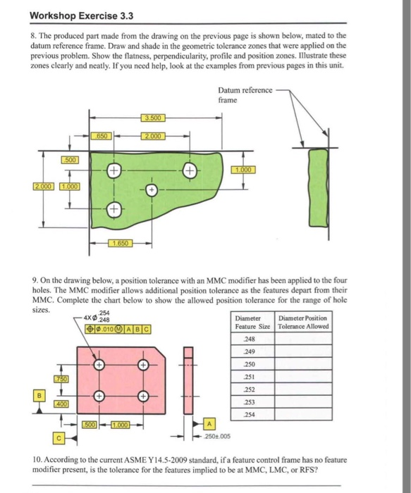 Solved Workshop Exercise 3.3 Apply geometric tolerancing to | Chegg.com