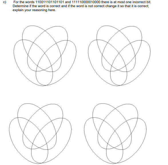 Solved For 11-bit code words a four subset Venn Diagram | Chegg.com