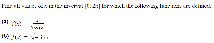 Solved Find all values of x in the inverval [0,2π] for which | Chegg.com
