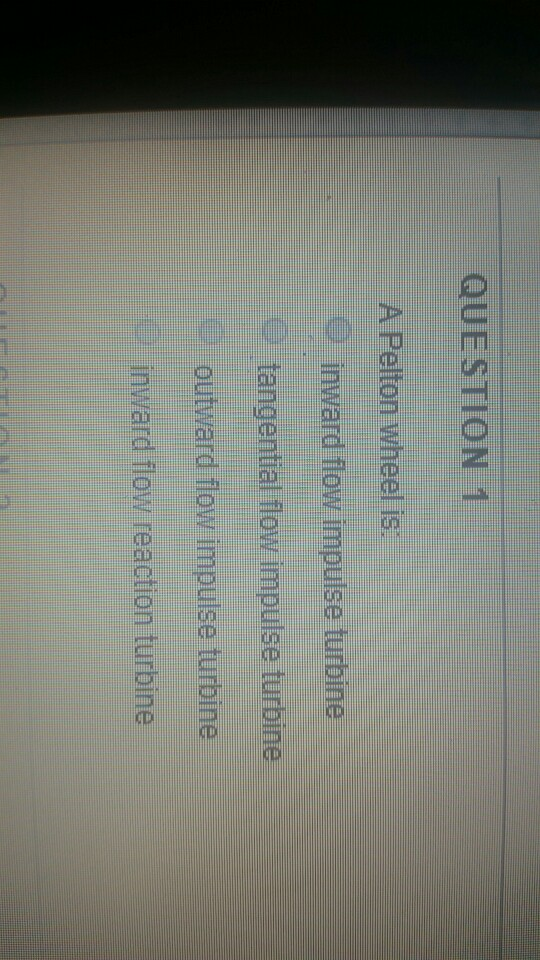 Solved QUESTION 1 A Pelton wheel is inward flow impulse | Chegg.com