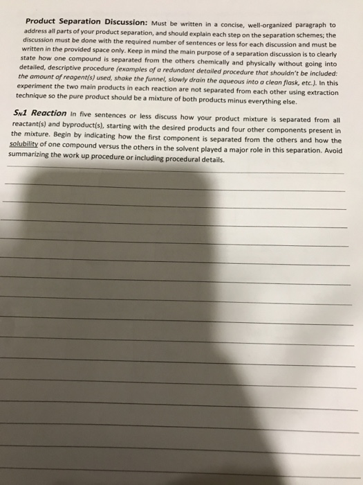 Product Separation Discussion: Must be written in a | Chegg.com