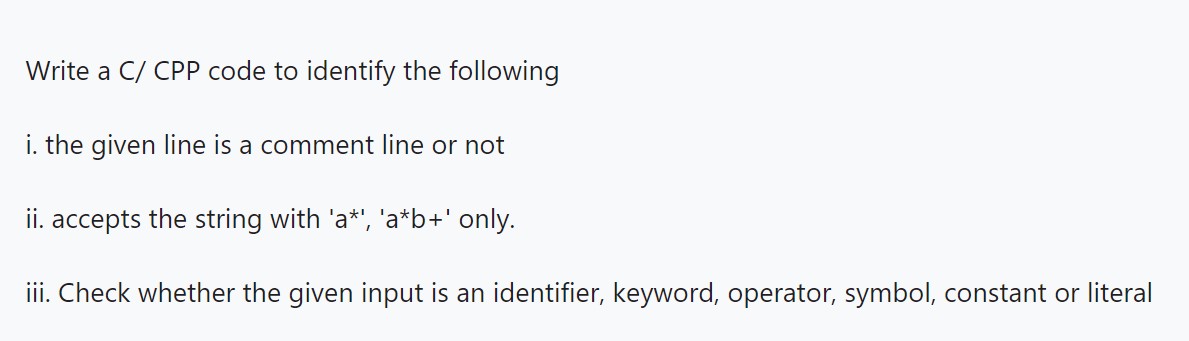 Solved Write a C/ CPP code to identify the following i. the | Chegg.com