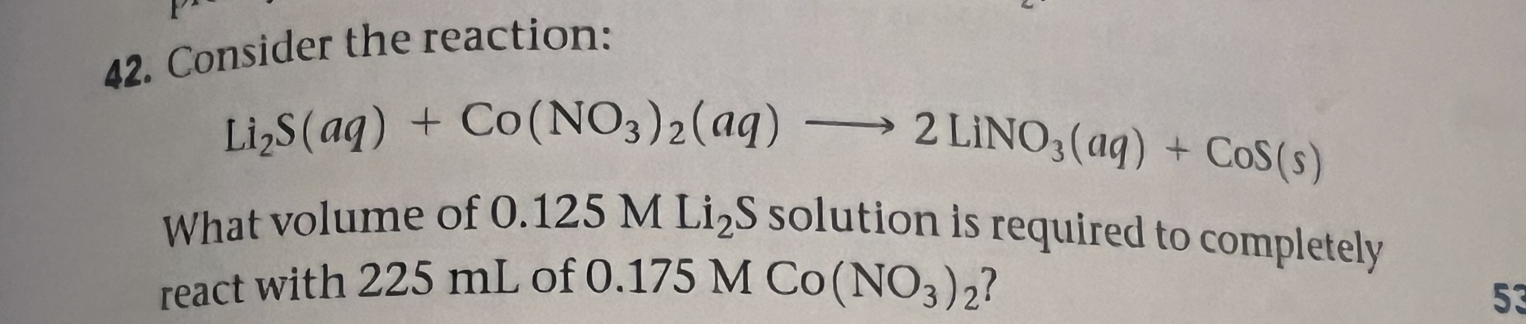 Solved 42. Consider the reaction: \\[ \\mathrm{Li}_{2} | Chegg.com