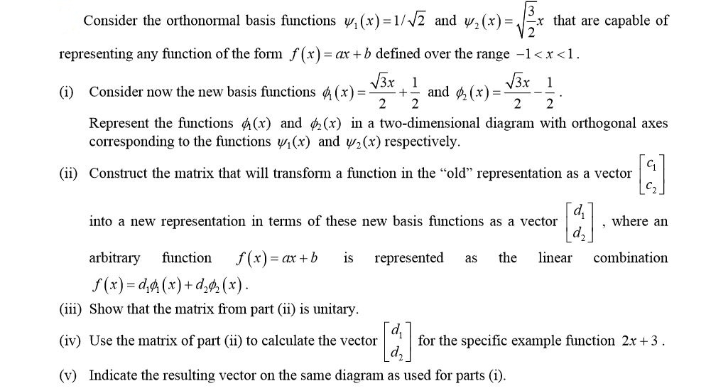 Solved Consider the orthonormal basis functions ψι (x)-1/V2 | Chegg.com