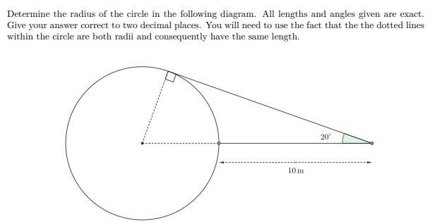 Solved Determine the radius of the circle in the following | Chegg.com