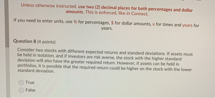 Solved Unless otherwise instructed, use two (2) decimal | Chegg.com