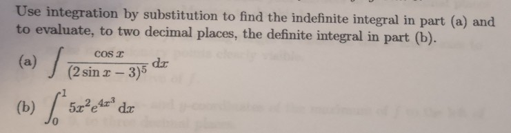 Solved Use integration by substitution to find the | Chegg.com