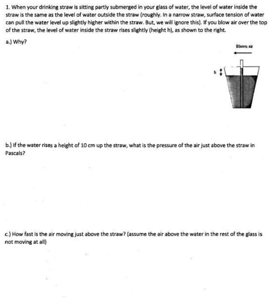Solved 1. When your drinking straw is sitting partly | Chegg.com