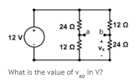 Solved What is ﻿the value of vab in V ? | Chegg.com