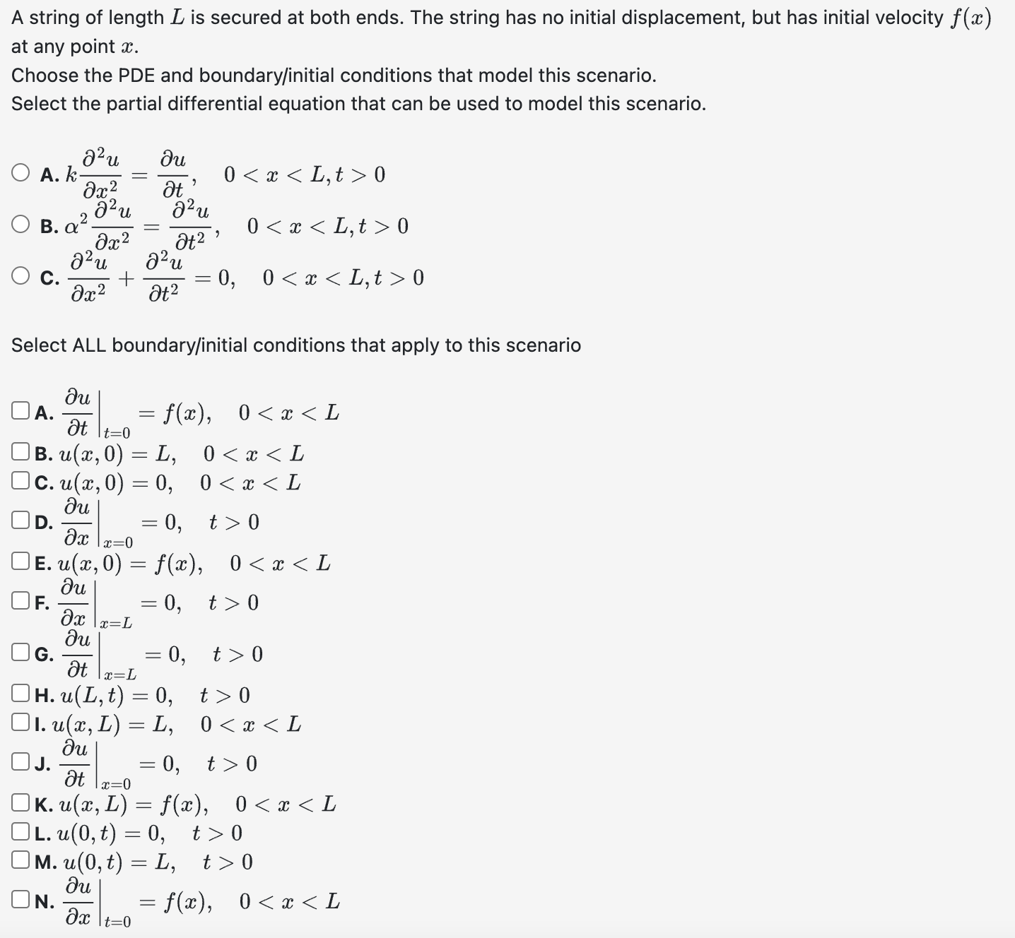 Solved A string of length L is secured at both ends. The | Chegg.com
