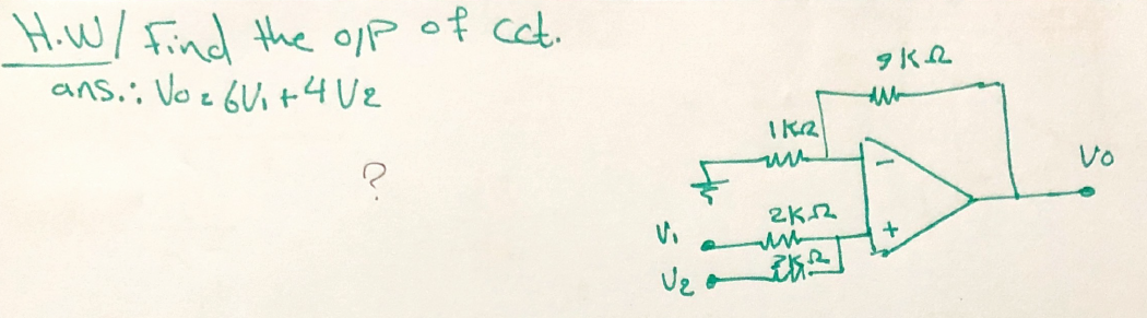 Solved H.W/ Find the opp of cct. ans. ∴V0=6V1+4V2 | Chegg.com