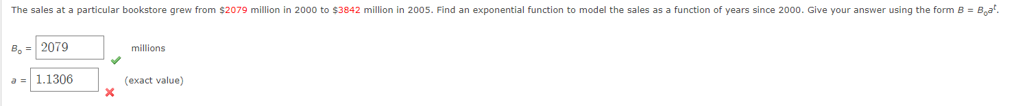 Solved The sales at a particular bookstore grew from $2079 | Chegg.com