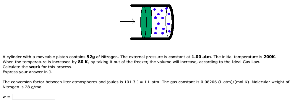 Solved A cylinder with a moveable piston contains 92g of | Chegg.com