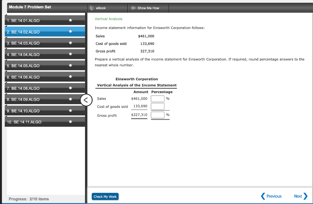 Solved Module 7 Problem Set eBook Show Me How 1. | Chegg.com