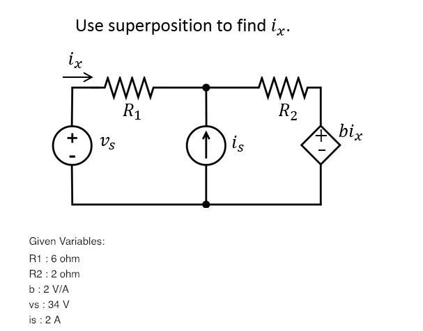 Solved Use superposition to find ix. 1 2 bi Given Variables | Chegg.com