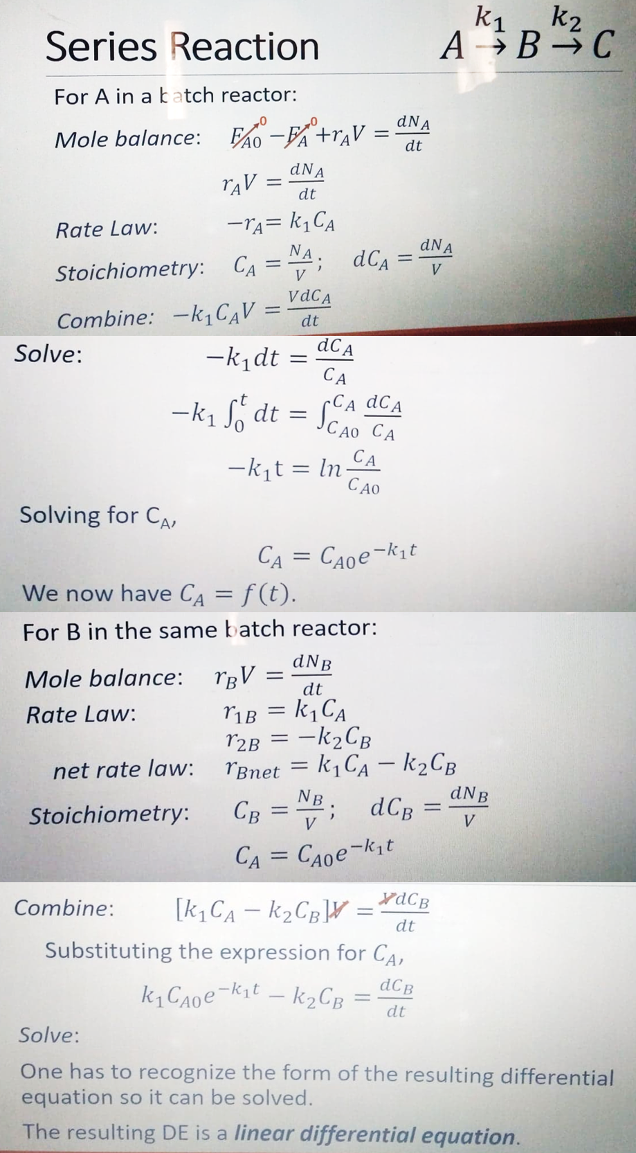 Solved Topic: Multiple Reactions Consider a series reaction, | Chegg.com