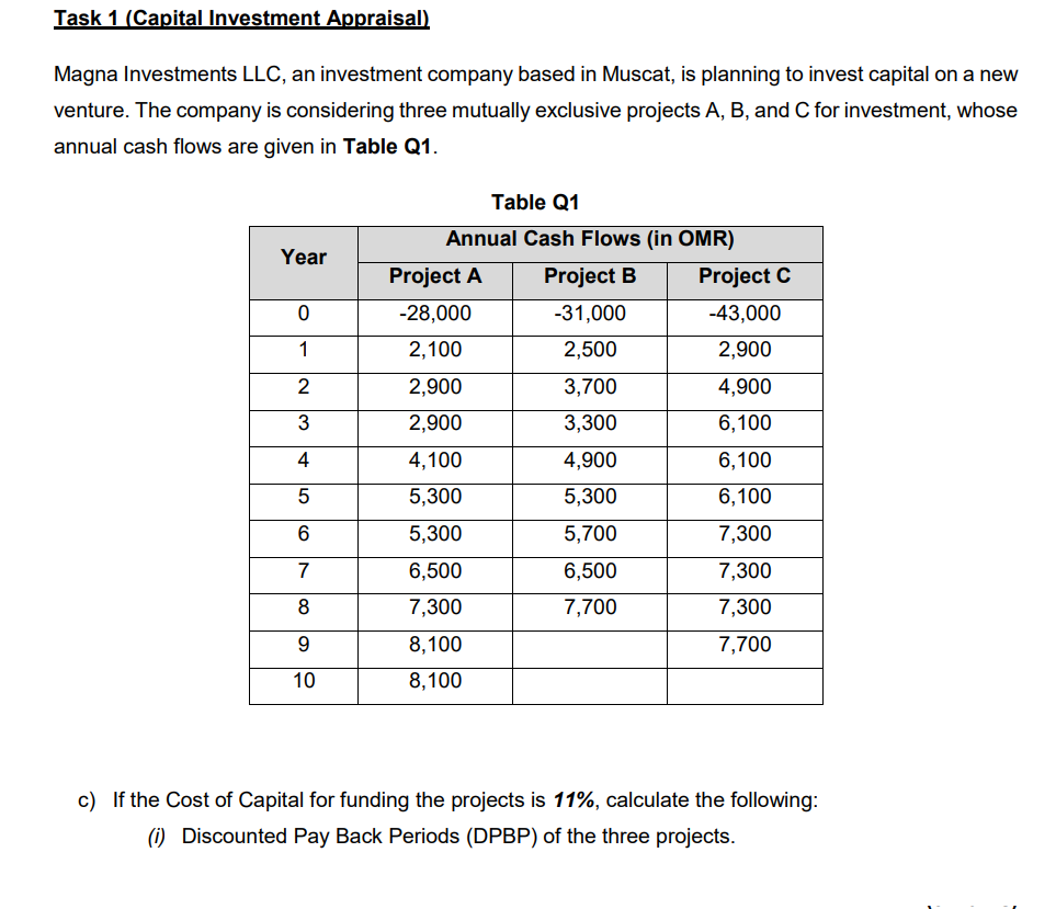 Solved Task 1 (Capital Investment Appraisal) Magna | Chegg.com