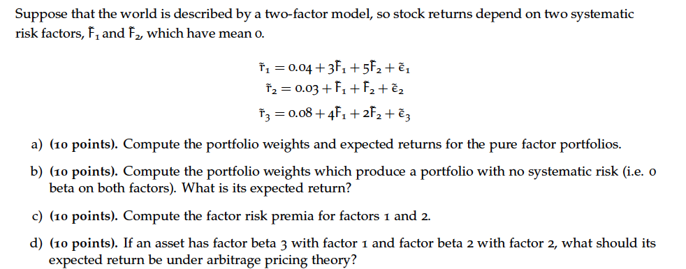 Suppose that the world is described by a two-factor | Chegg.com