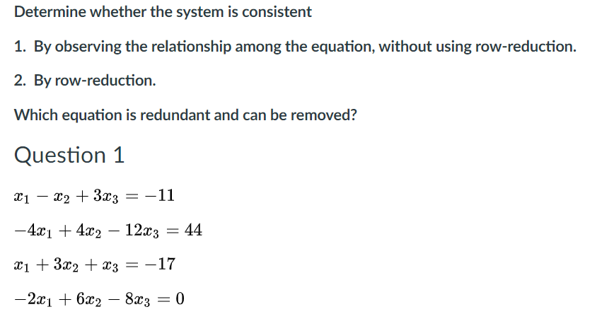 Solved Determine whether the system is consistent 1. By | Chegg.com