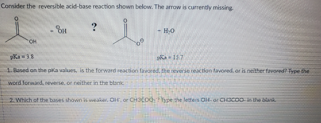 Solved Consider the reversible acid-base reaction shown | Chegg.com