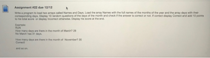 Assignment #22 due 1212 Write a program to load two | Chegg.com