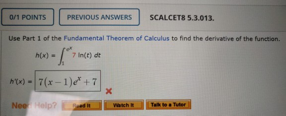 Solved 0/1 POINTS PREVIOUS ANSWERS SCALCET8 5.3.013. Use | Chegg.com