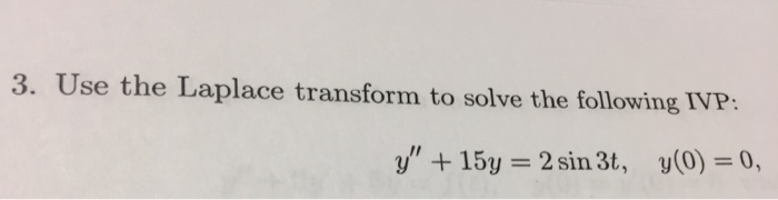 Solved Use the Laplace transform to solve the following IVP: | Chegg.com