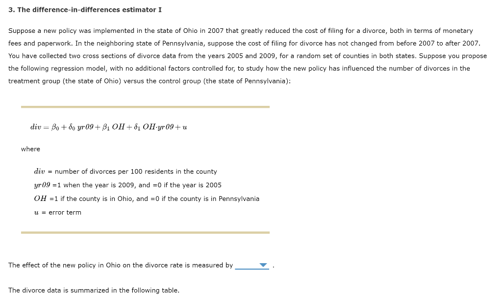 Solved 3. The difference-in-differences estimator I Suppose | Chegg.com