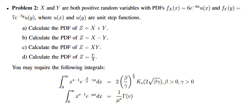 Solved Problem 2: X and Y are both positive random variables | Chegg.com
