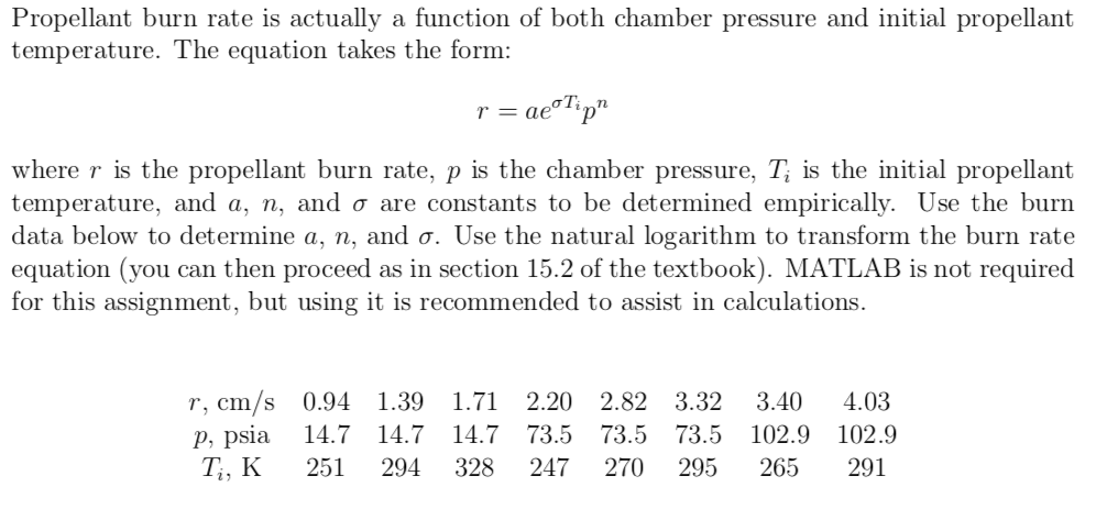 Solved Propellant burn rate is actually a function of both | Chegg.com