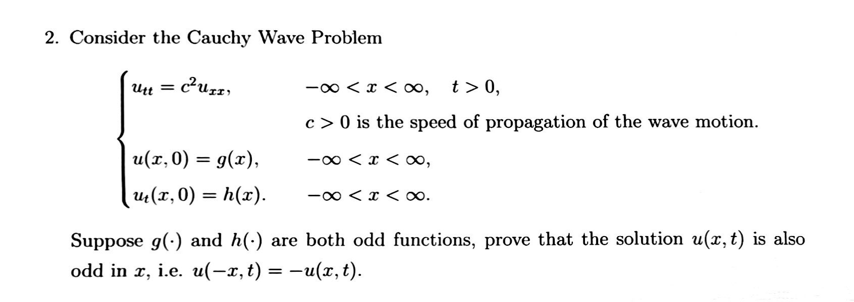 Solved 2. Consider the Cauchy Wave Problem | Chegg.com